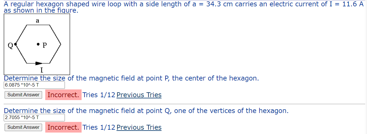Solved A regular hexagon shaped wire loop with a side length | Chegg.com