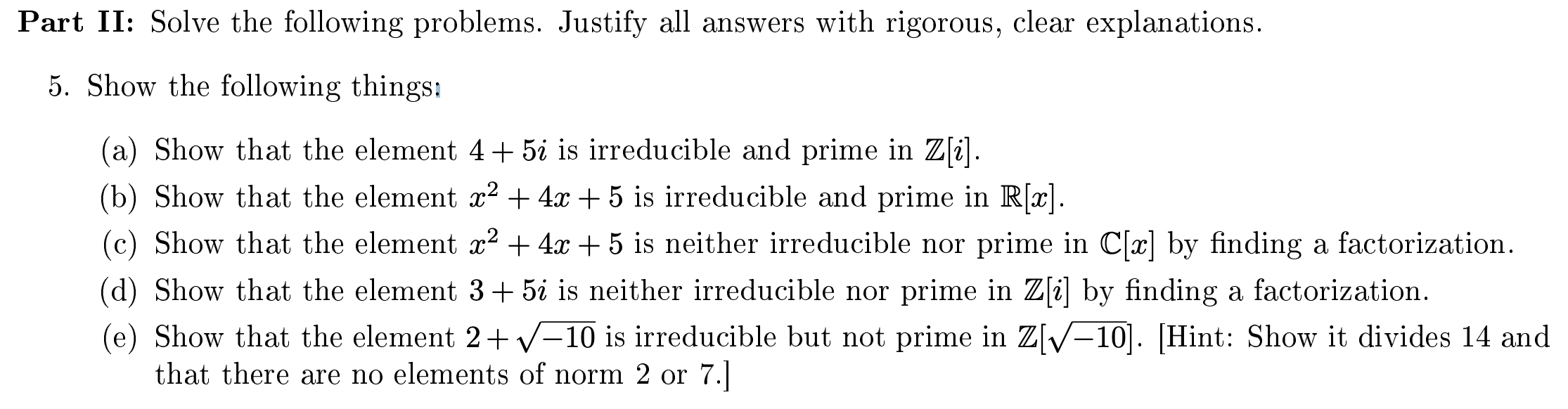 Solved Part II: Solve the following problems. Justify all | Chegg.com