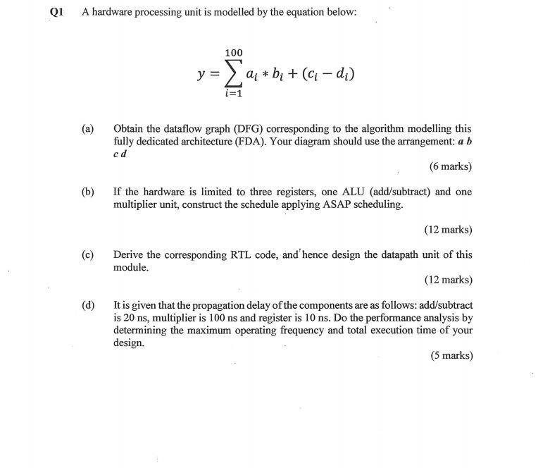 QI A hardware processing unit is modelled by the | Chegg.com