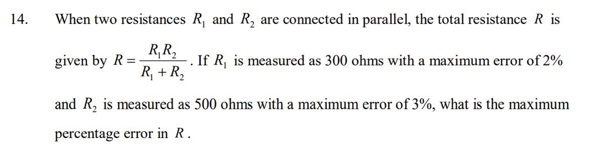 Solved When two resistances R1 and R2 are connected in | Chegg.com