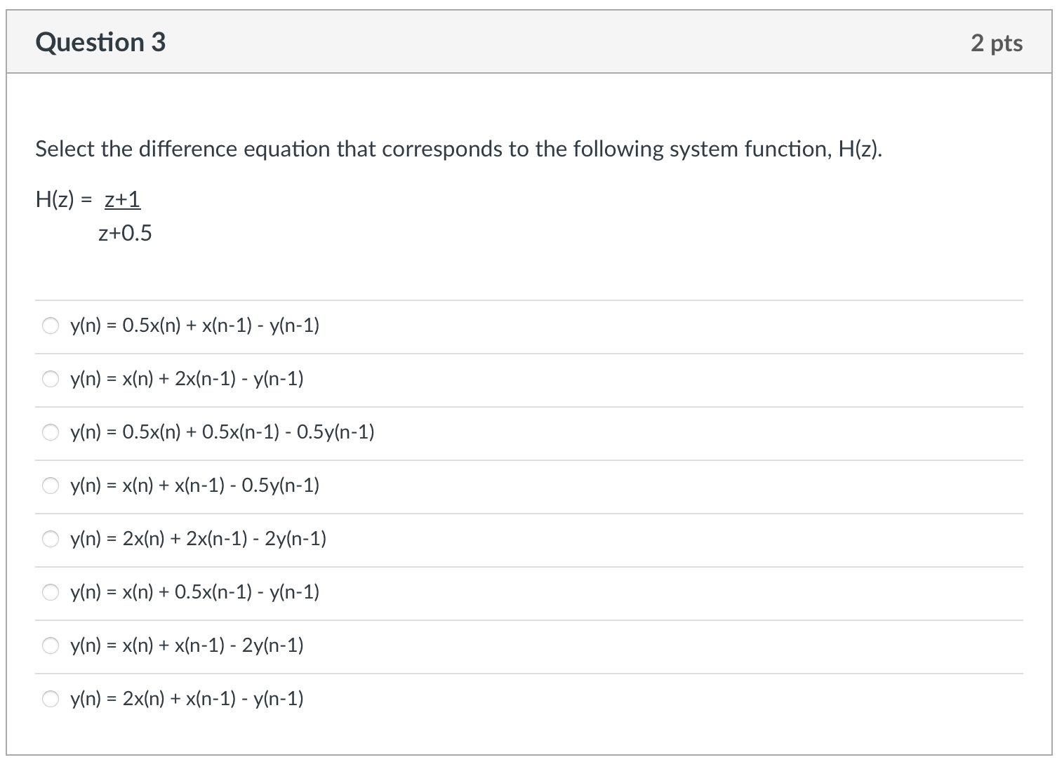 Solved Select the difference equation that corresponds to | Chegg.com