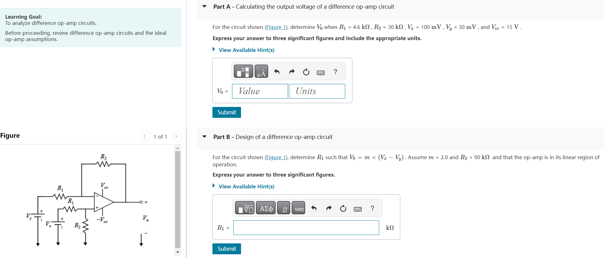 Solved - Part A - Calculating the output voltage of a | Chegg.com