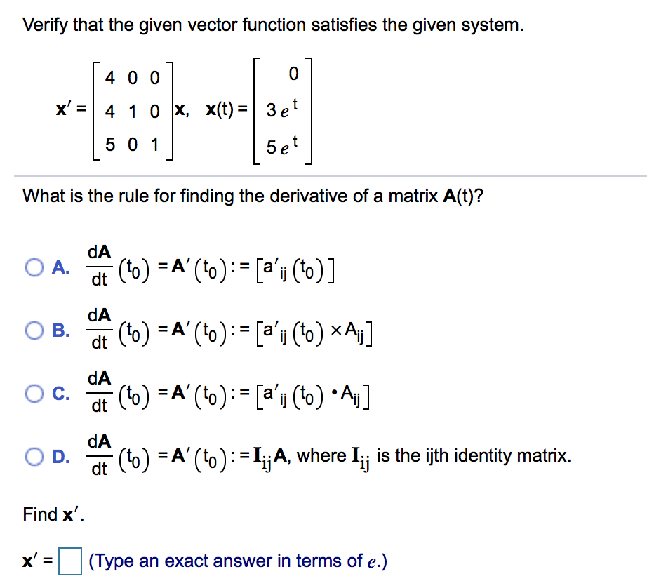 Solved Verify that the given vector function satisfies the | Chegg.com