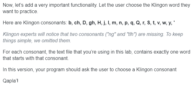 Solved 1. Read data from klingon−english.txt 2. Ask the user | Chegg.com