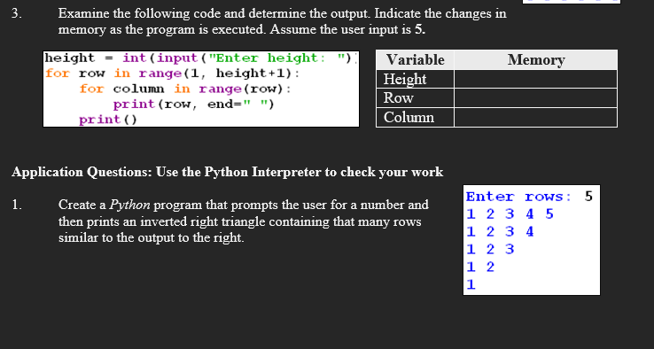 Solved w 3. . Examine the following code and determine the | Chegg.com