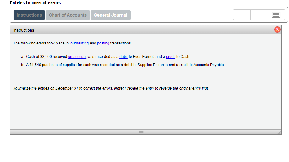 Solved The following errors took place in journalizing and | Chegg.com