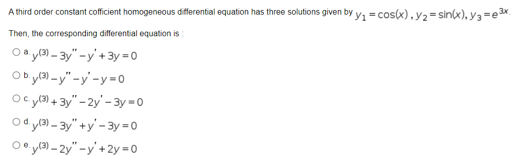 Solved A Third Order Constant Cofficient Homogeneous