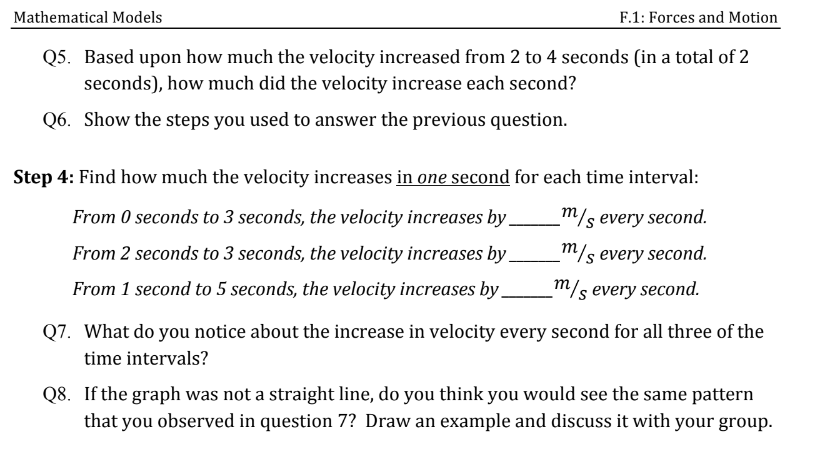 Solved Q5. ﻿Based upon how much the velocity increased from | Chegg.com