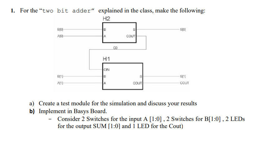 Solved 1. For the “two bit adder" explained in the class, | Chegg.com