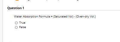 Solved U Question 1 Water Absorption Formula = (Saturated | Chegg.com