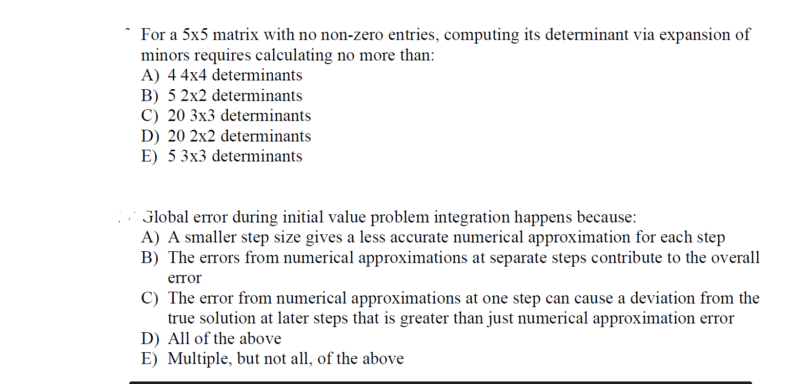 For a 5x5 matrix with no non-zero entries, computing | Chegg.com