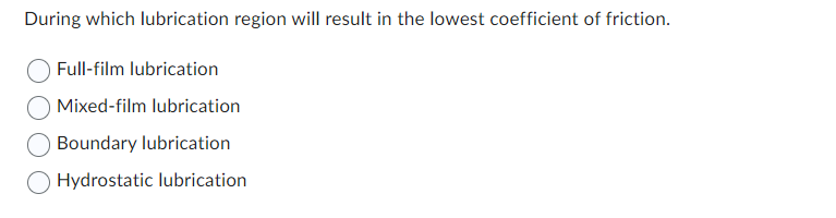 Solved During which lubrication region will result in the | Chegg.com