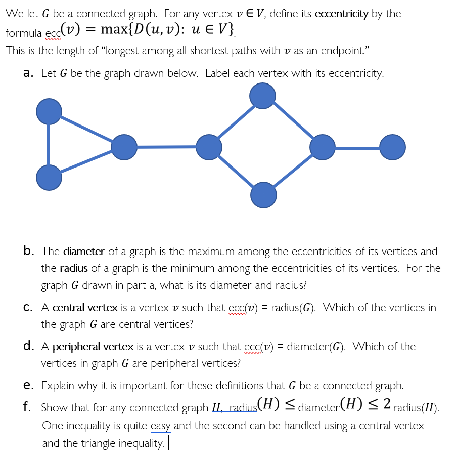 Solved We let G be a connected graph. For any vertex v EV, | Chegg.com
