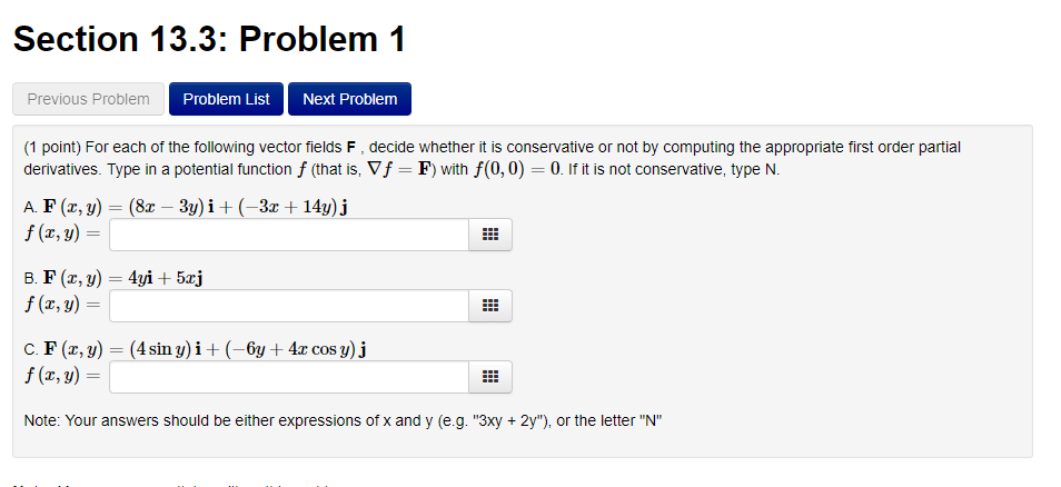 Solved Section 13.3: Problem 1 Previous Problem Problem List | Chegg.com