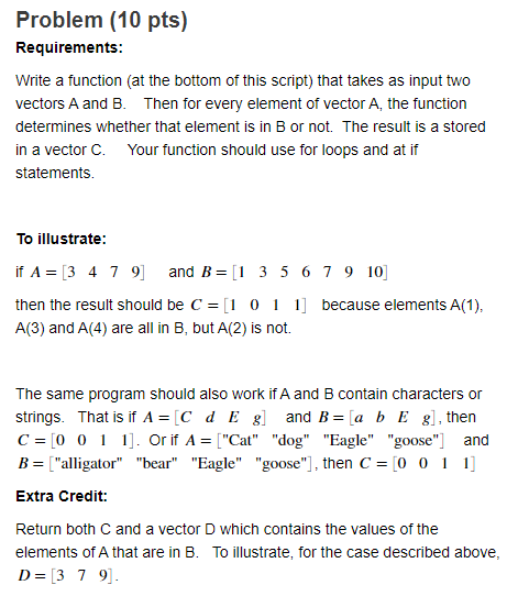 Solved This is for MatLab Write a function (at the bottom | Chegg.com