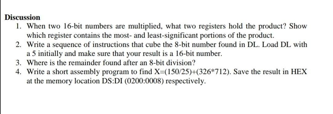 Solved Discussion 1. When two 16-bit numbers are multiplied, | Chegg.com