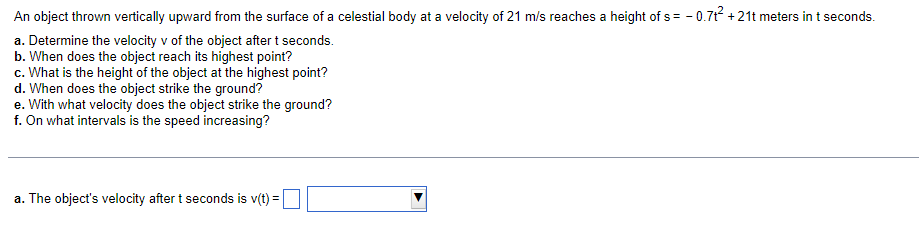 Solved An Object Thrown Vertically Upward From The Surface