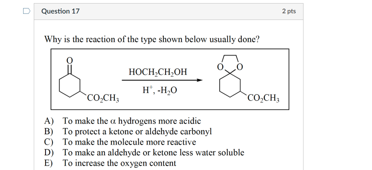 Solved Question 17 2 pts Why is the reaction of the type | Chegg.com