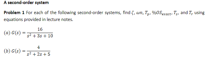 Solved Problem 1 For each of the following second-order | Chegg.com