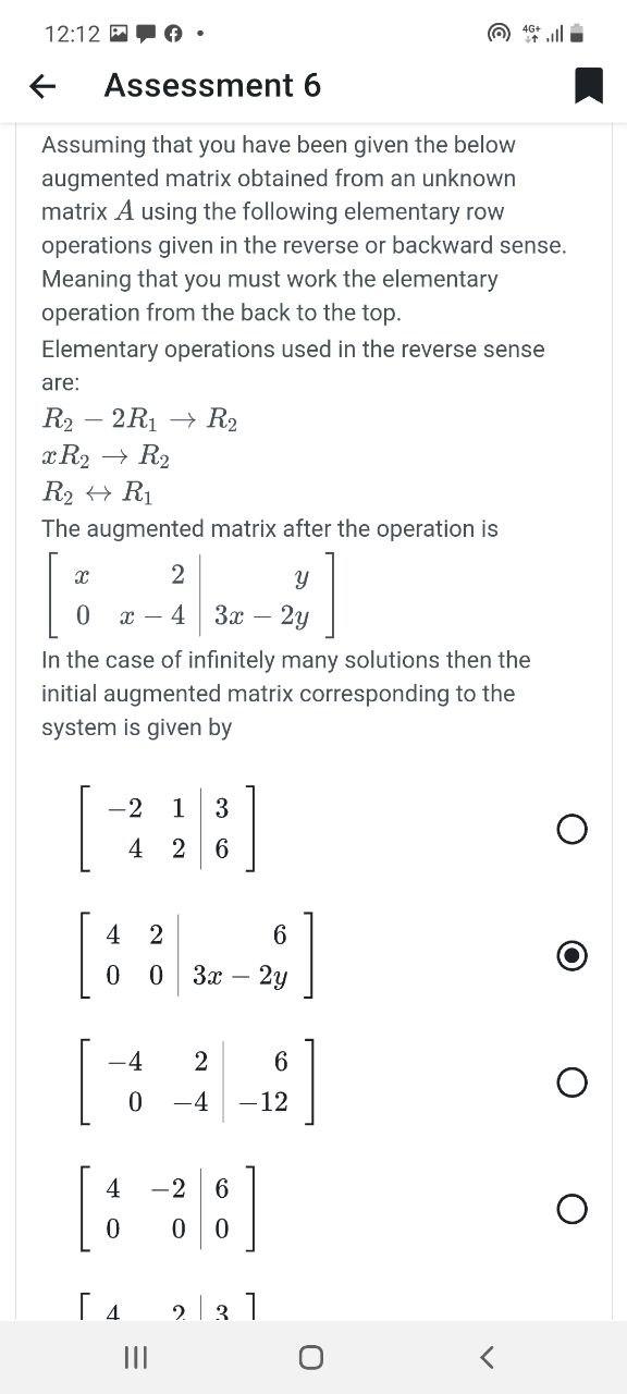 Solved Assuming that you have been given the below augmented | Chegg.com