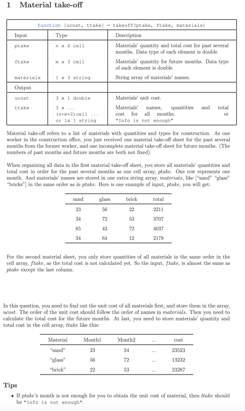 Solved 1 Material take-off Material take-off refers to a | Chegg.com