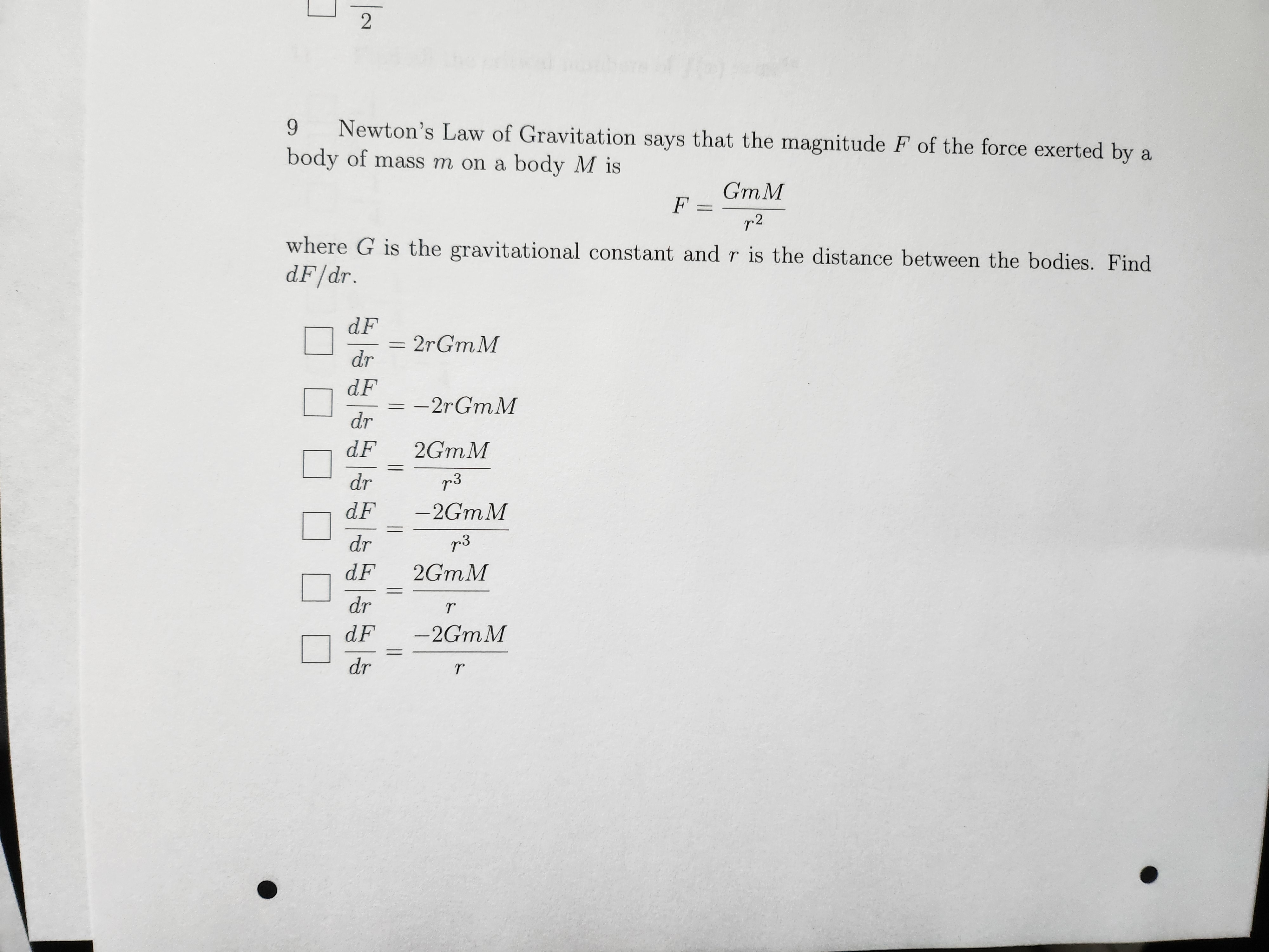 Solved 9 Newton's Law of Gravitation says that the magnitude | Chegg.com