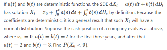 Solved If a(t) and b(t) are deterministic functions, the SDE | Chegg.com