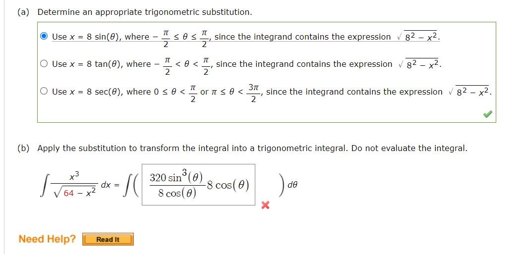 Solved (a) Determine an appropriate trigonometric | Chegg.com