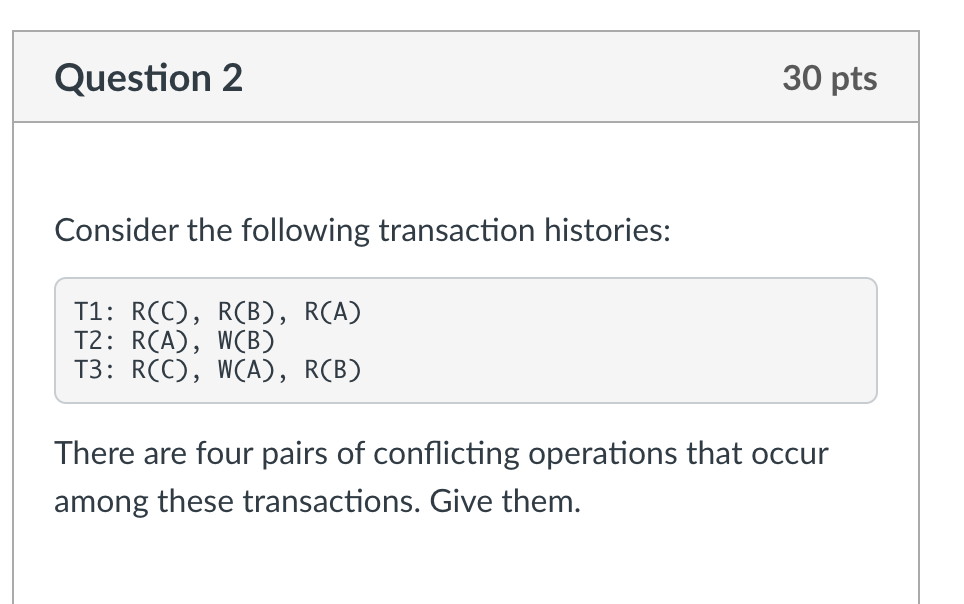 Consider the following transaction histories: | Chegg.com