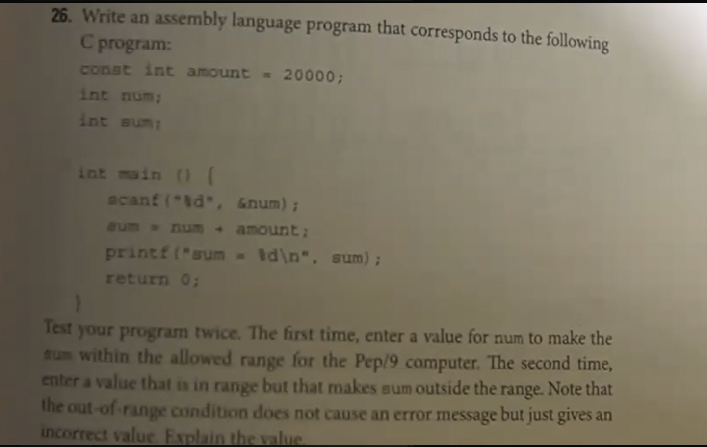 Solved 26. Write an assembly language program that | Chegg.com