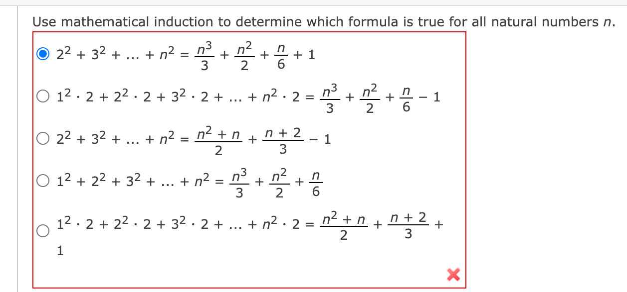 Solved Use mathematical induction to determine which formula | Chegg.com