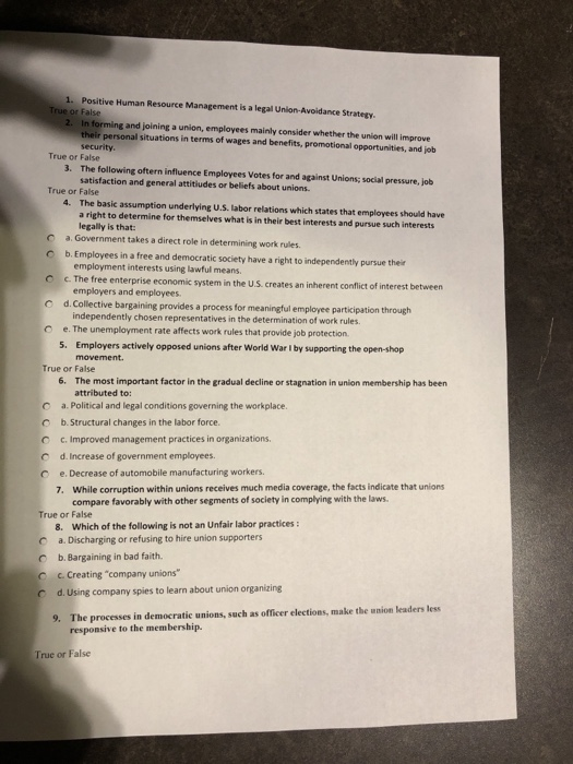 Solved 1. Positive Human Resource Management is a legal | Chegg.com