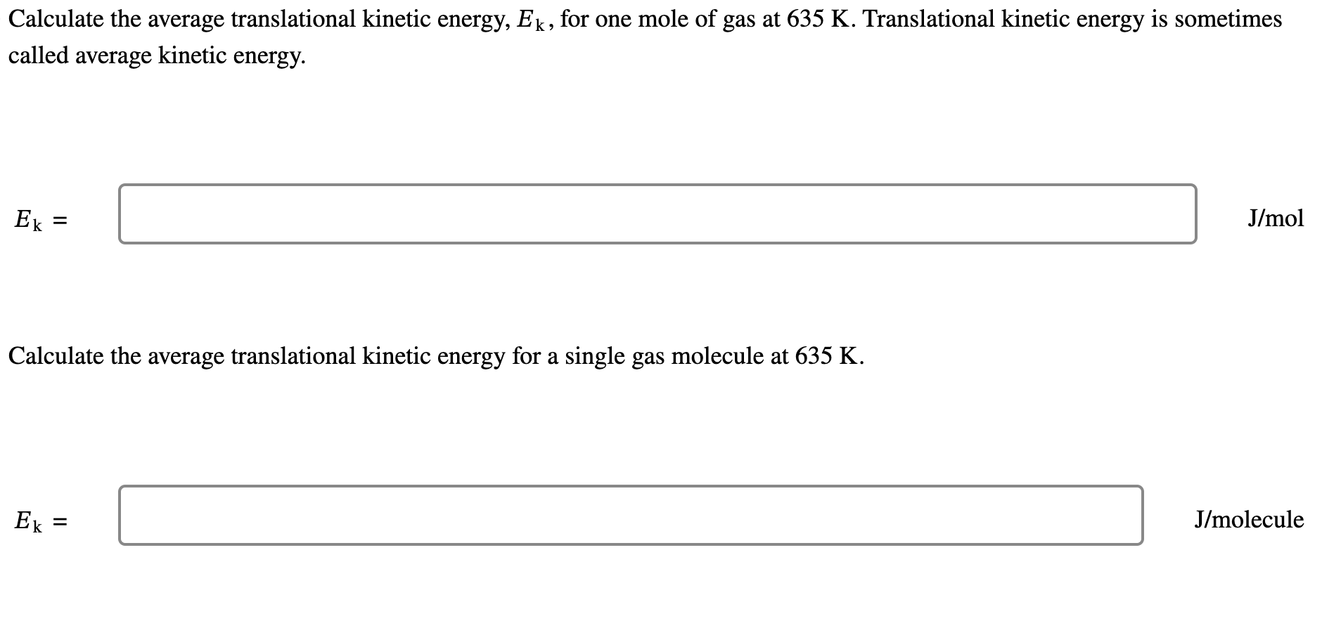 Solved Calculate the average translational kinetic energy, | Chegg.com
