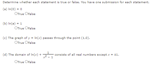 Solved Determine whether each statement is true or false. | Chegg.com