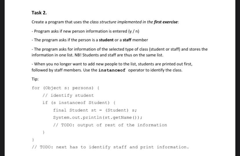 Solved Task 1. Create an electrical person register. Design | Chegg.com