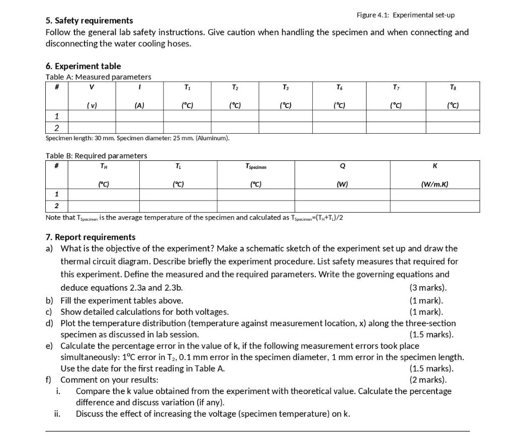 Exp1: Linear Heat conduction in a solid specimen 1. | Chegg.com