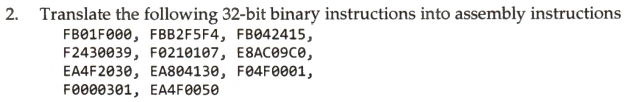Solved 2. Translate the following 32-bit binary instructions | Chegg.com