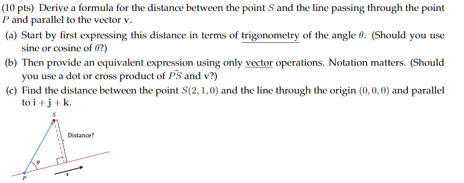 Solved (10 pts) Derive a formula for the distance between | Chegg.com
