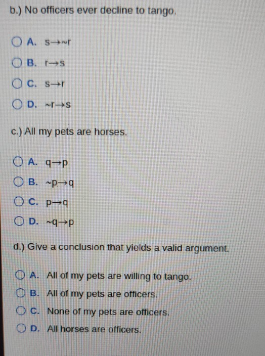 Solved Write each premise in symbols, and then in the final | Chegg.com