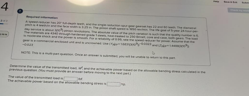 Solved Help Save & EX Subm 4 2 of 3 Required information A | Chegg.com