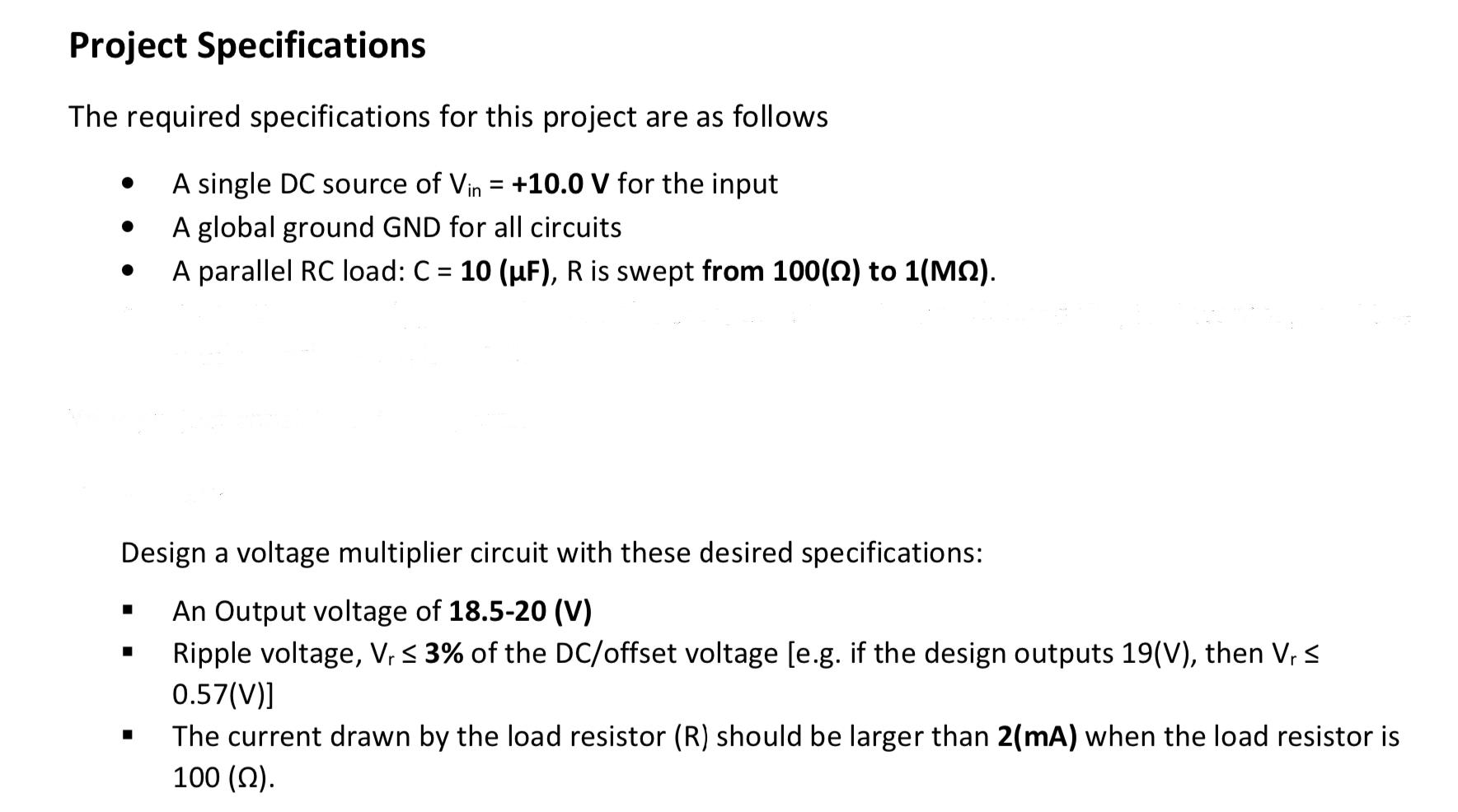 Solved Project Specifications The required specifications | Chegg.com