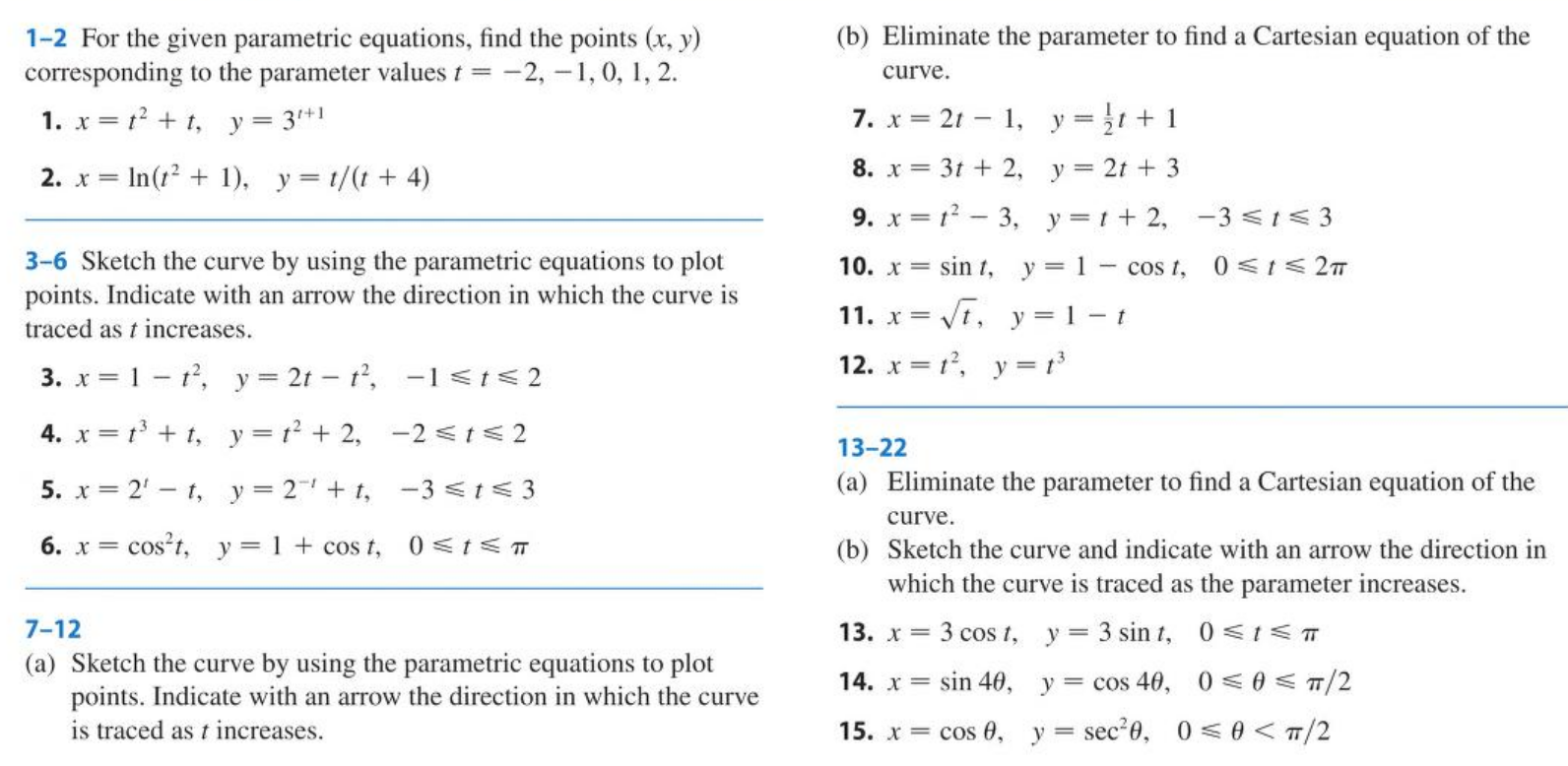 Solved 1-2 For the given parametric equations, find the | Chegg.com
