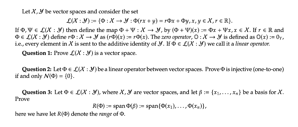 Solved Let X,y be vector spaces and consider the set | Chegg.com