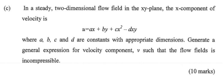 Solved In a steady, two-dimensional flow field in the | Chegg.com