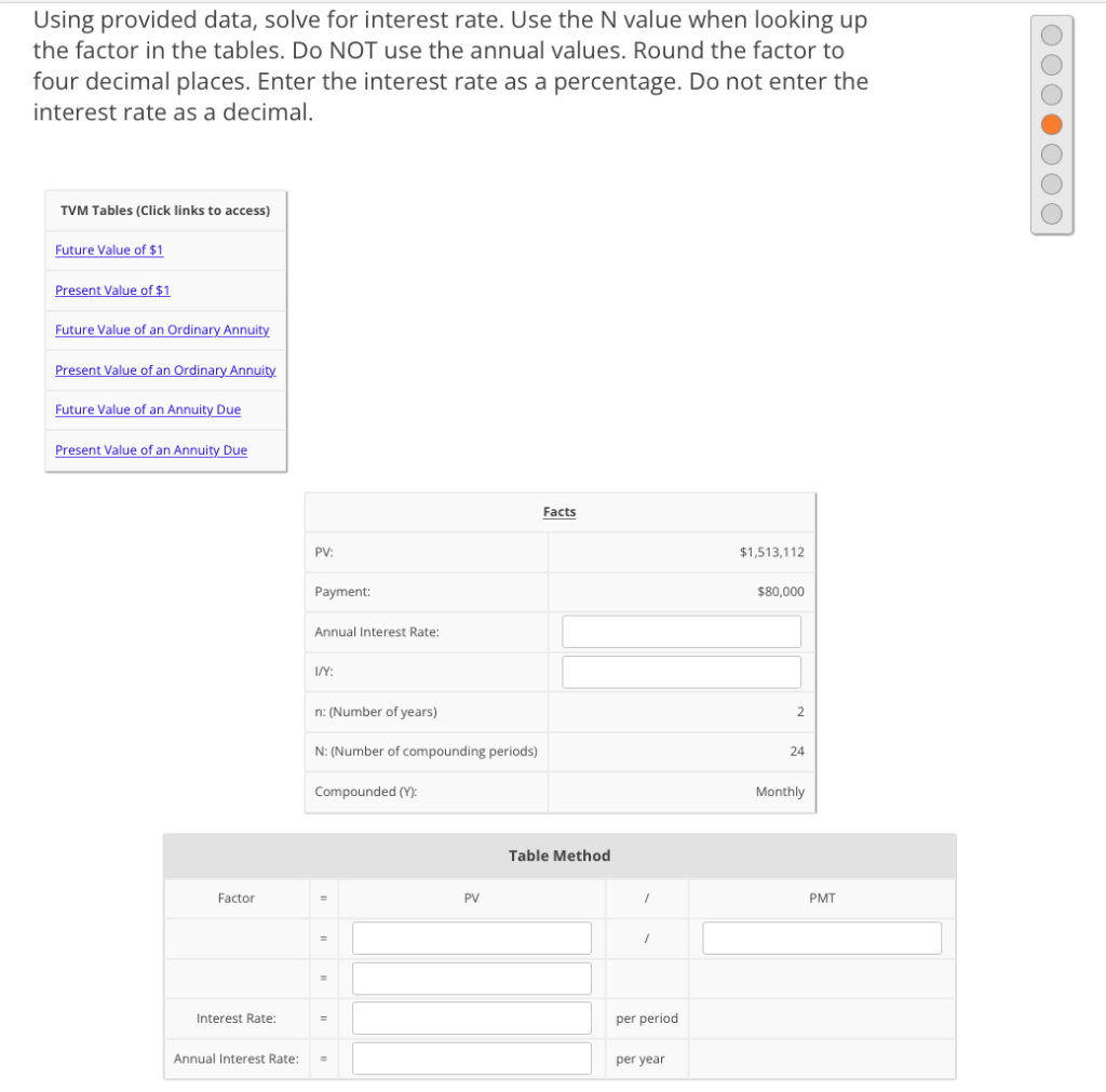 Solved Using provided data, solve for interest rate. Use the | Chegg.com