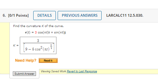 Solved 6. [0/1 Points] DETAILS PREVIOUS ANSWERS LARCALC11 | Chegg.com