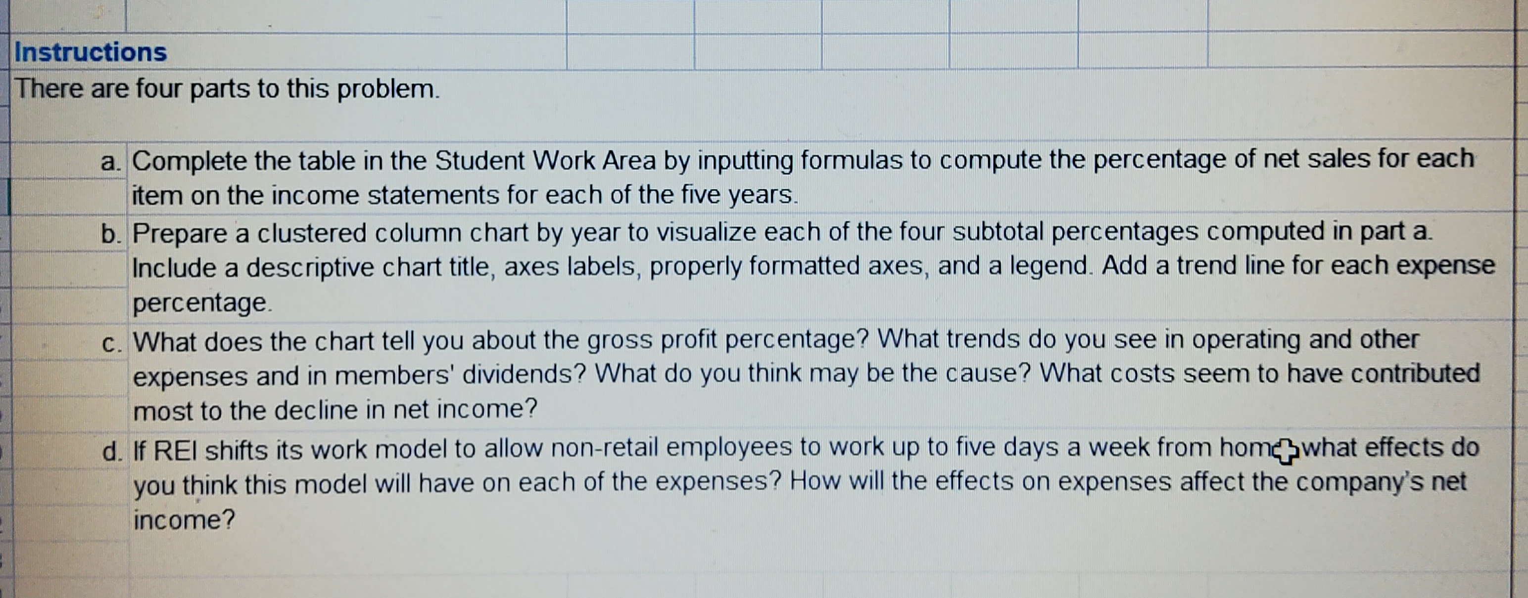 a. Complete the table in the Student Work Area by | Chegg.com