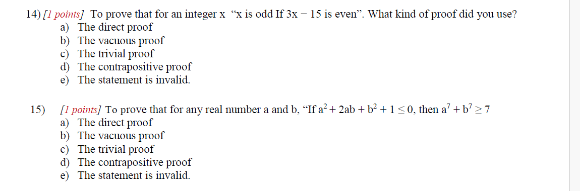 Solved 14) [1 points] To prove that for an integer x " x is | Chegg.com