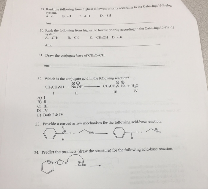 Solved 29. Rank the following from highest to lowest | Chegg.com