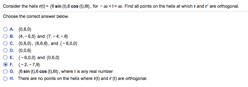 Solved Consider the helix r(t) = (6 sin(t),6 cos (t),6t), | Chegg.com
